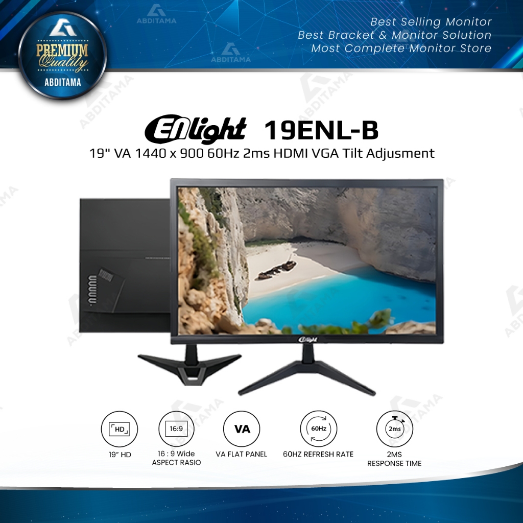 Jual Monitor LED Enlight 19ENL-B 19" VA 1440 x 900 60Hz 2ms HDMI VGA ...