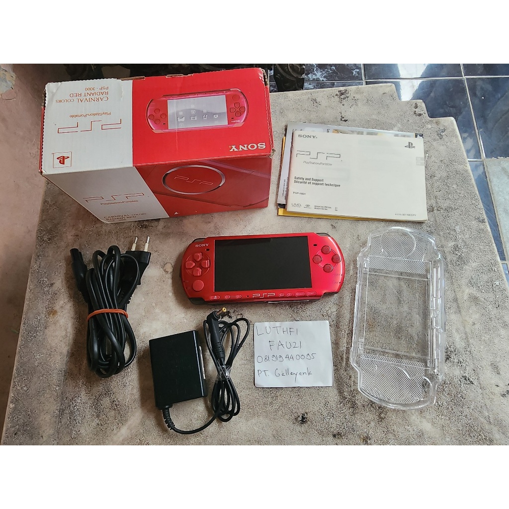 Jual Playstation Portable PSP Slim Brite 3000 Radiant Red 32GB Fullset ...