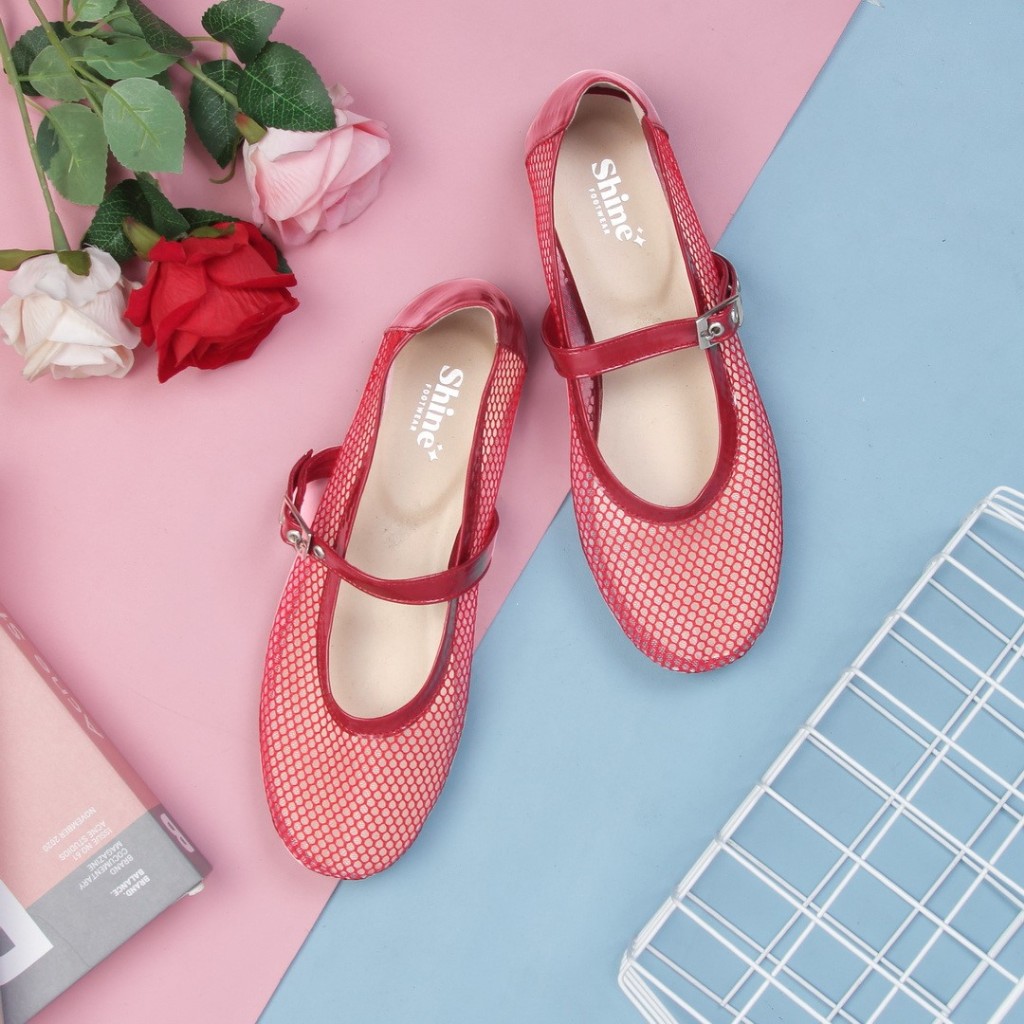 Jual Sepatu Mesh Flat Wanita Sepatu Jaring Ballerina Ala Merah / Red ...
