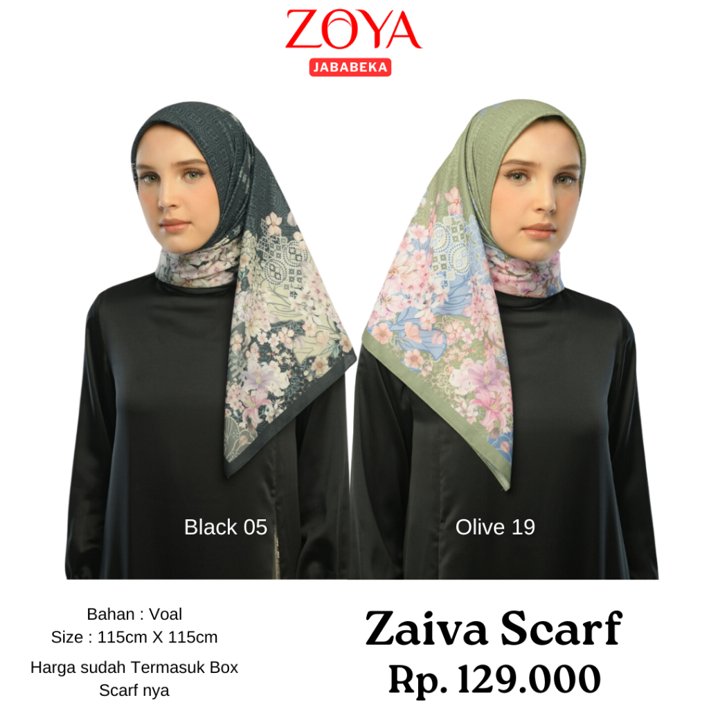 Jual (SCARF FREE BOX) ZOYA Zaiva Scarf Motif - Fashion Muslim Kerudung ...
