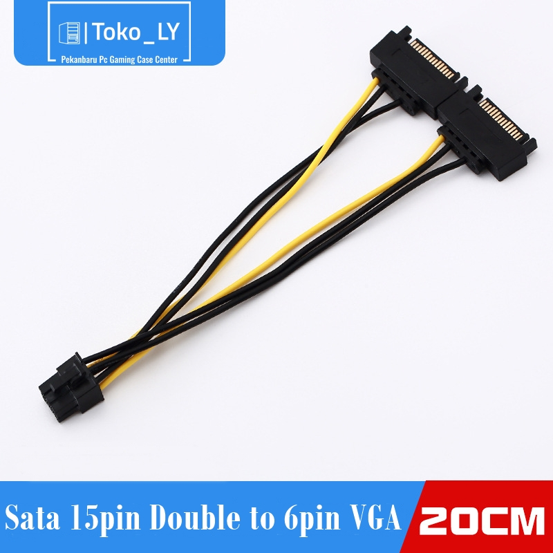 Jual KABEL DUAL SATA 15 PIN MALE SPLITTER TO 6 PIN PCIE VGA | Shopee ...