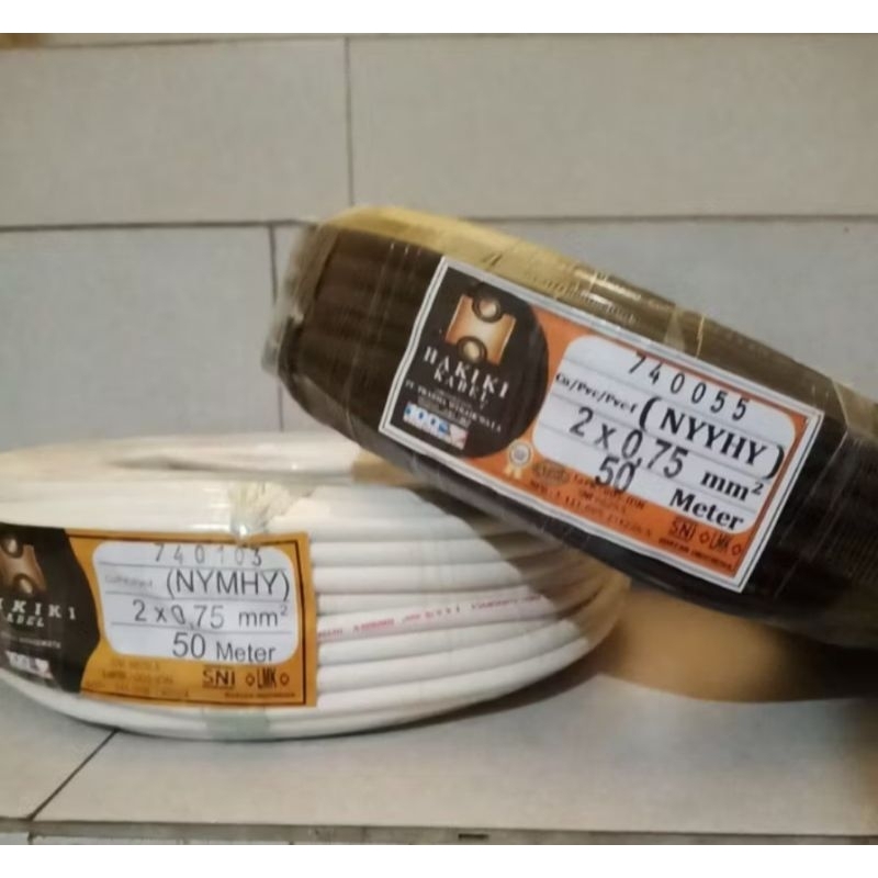 Jual Kabel listrik Hakiki Nymhy Nyyhy 2x0,75 roll 50 meter serabut hitam dan putih roll2an ...