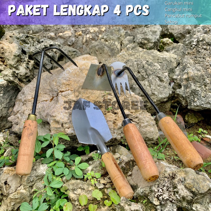 Jual Paket Hemat 4 Pcs Cangkul Mini Garukan Sampah Mini Pencabut Rumput ...