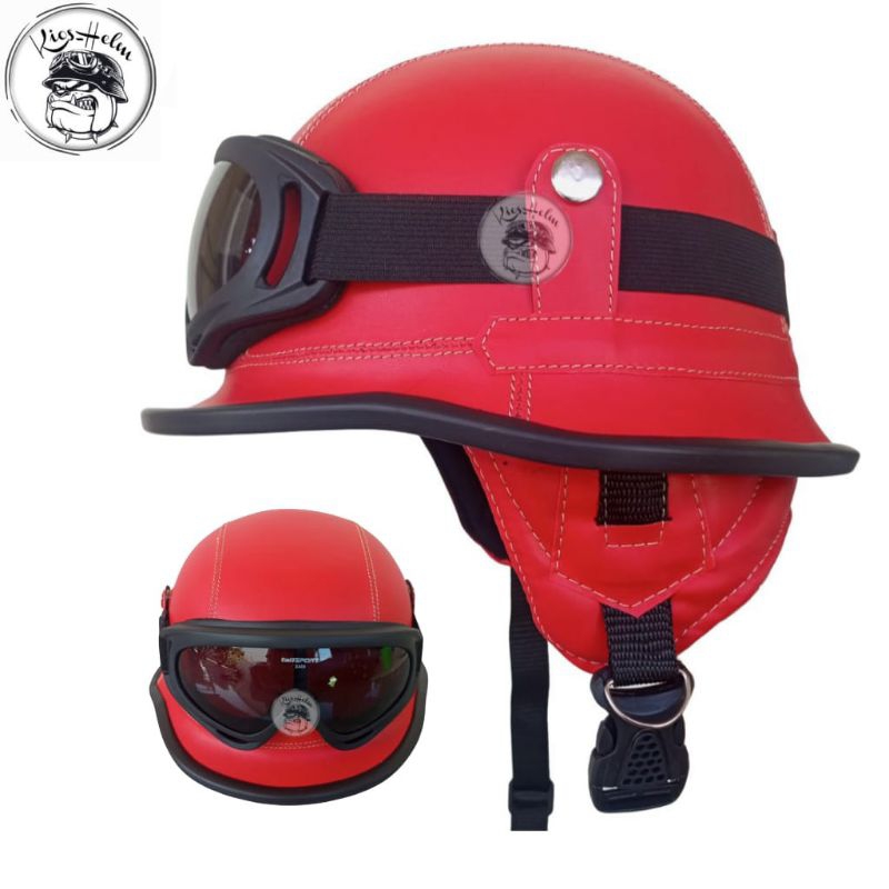 Jual HELM KULIT MERAH/HELM MURAH/HELM DEWASA/HELM KACA MATA TAFF SPORT ...