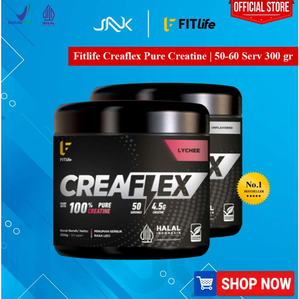 Jual FITLIFE CREAFLEX 300gr 60 Serving | 100% Pure Creatine Monohydrate ...