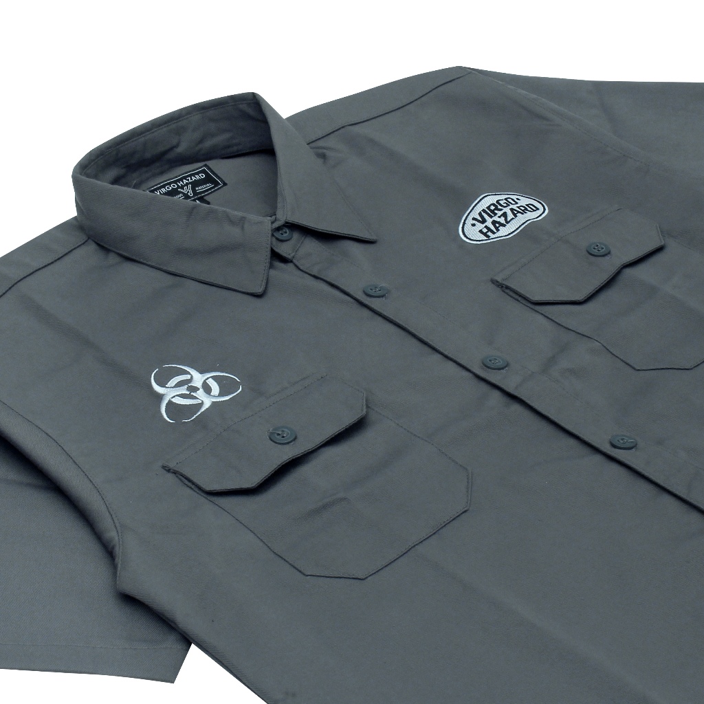 Jual Virgo Hazard Class 6 Workshirt Kemeja Abu Casual Grey Shirt ...