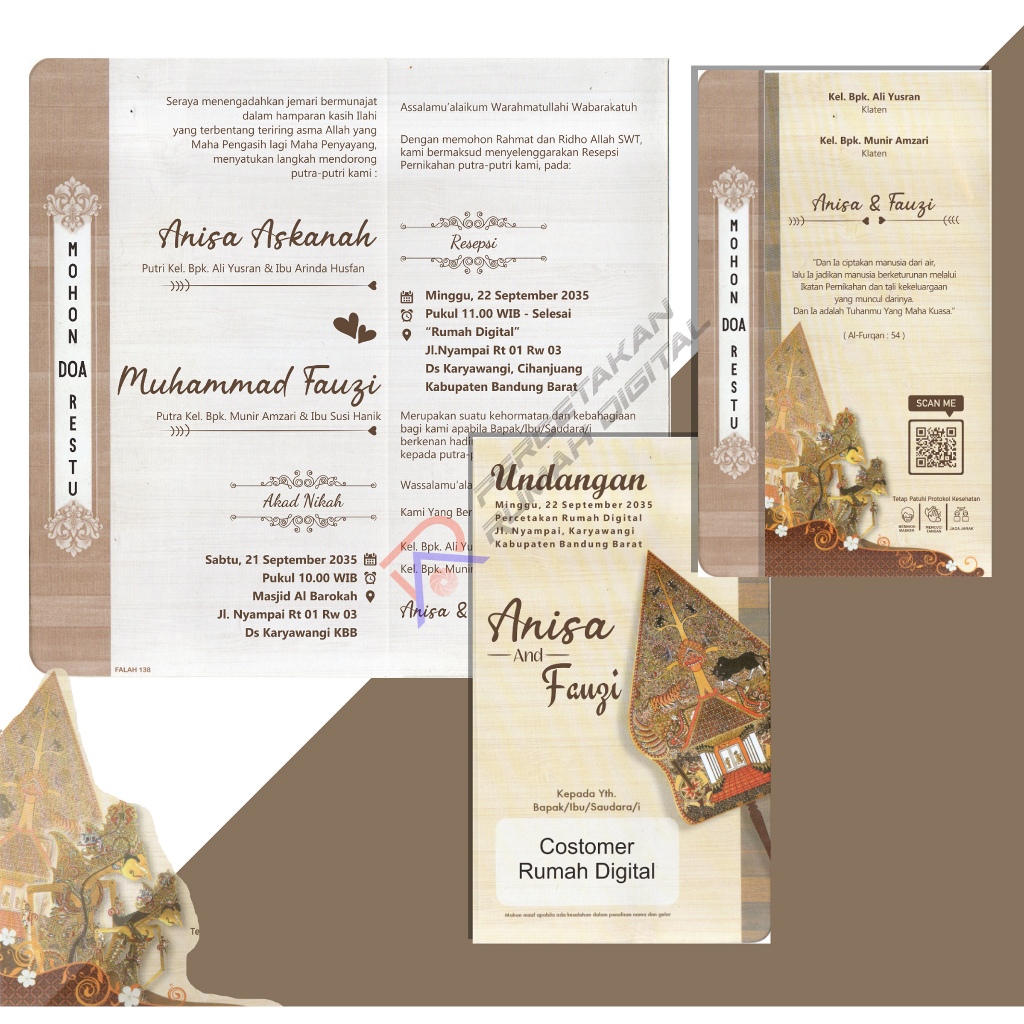 Jual Undangan Pernikahan/Khitanan Motif Wayang Min 50 Pcs | Shopee ...
