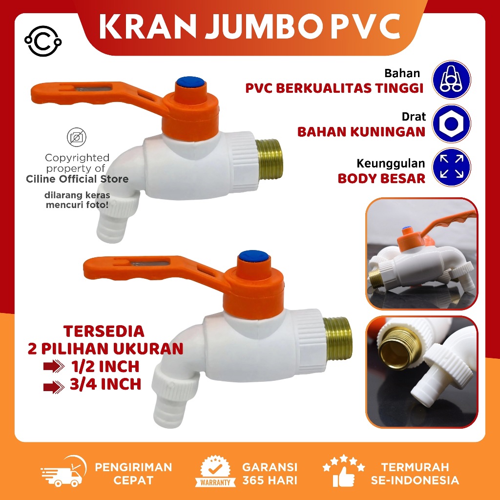 Jual KRAN AIR PVC JUMBO DRAT KUNINGAN 1/2 3/4 - KERAN AIR PVC PPR -DRAT ...
