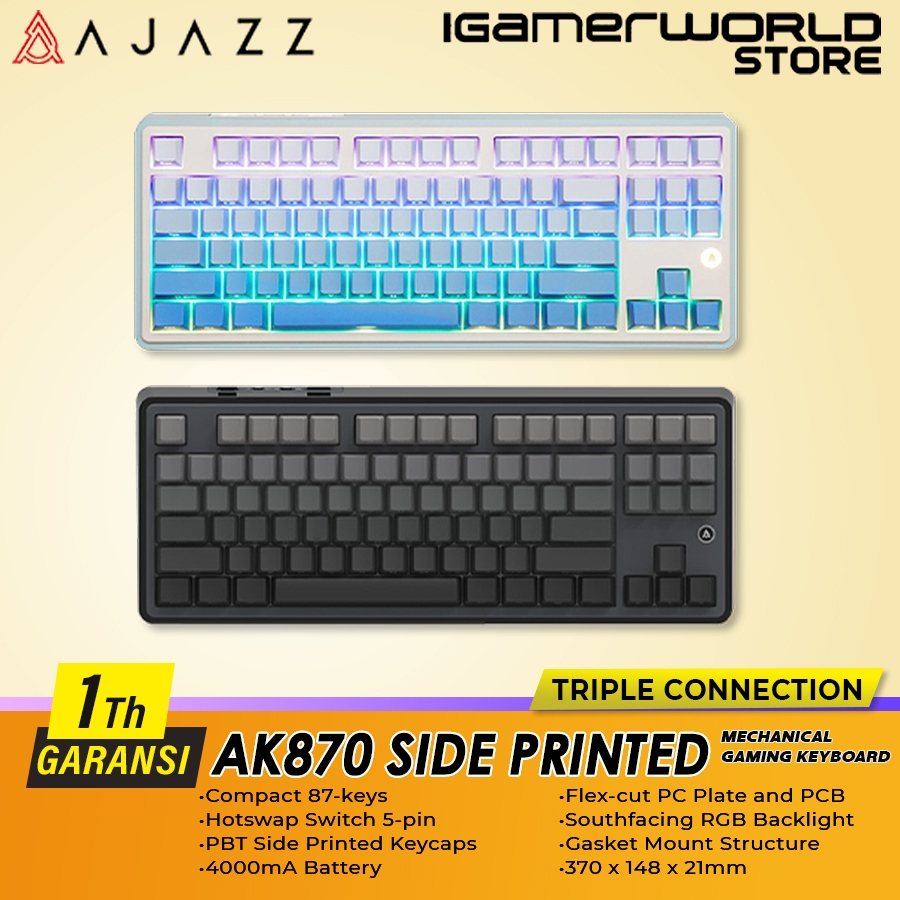 Jual Ajazz AK870 Side Printed TKL Triple Connection RGB Mechanical ...