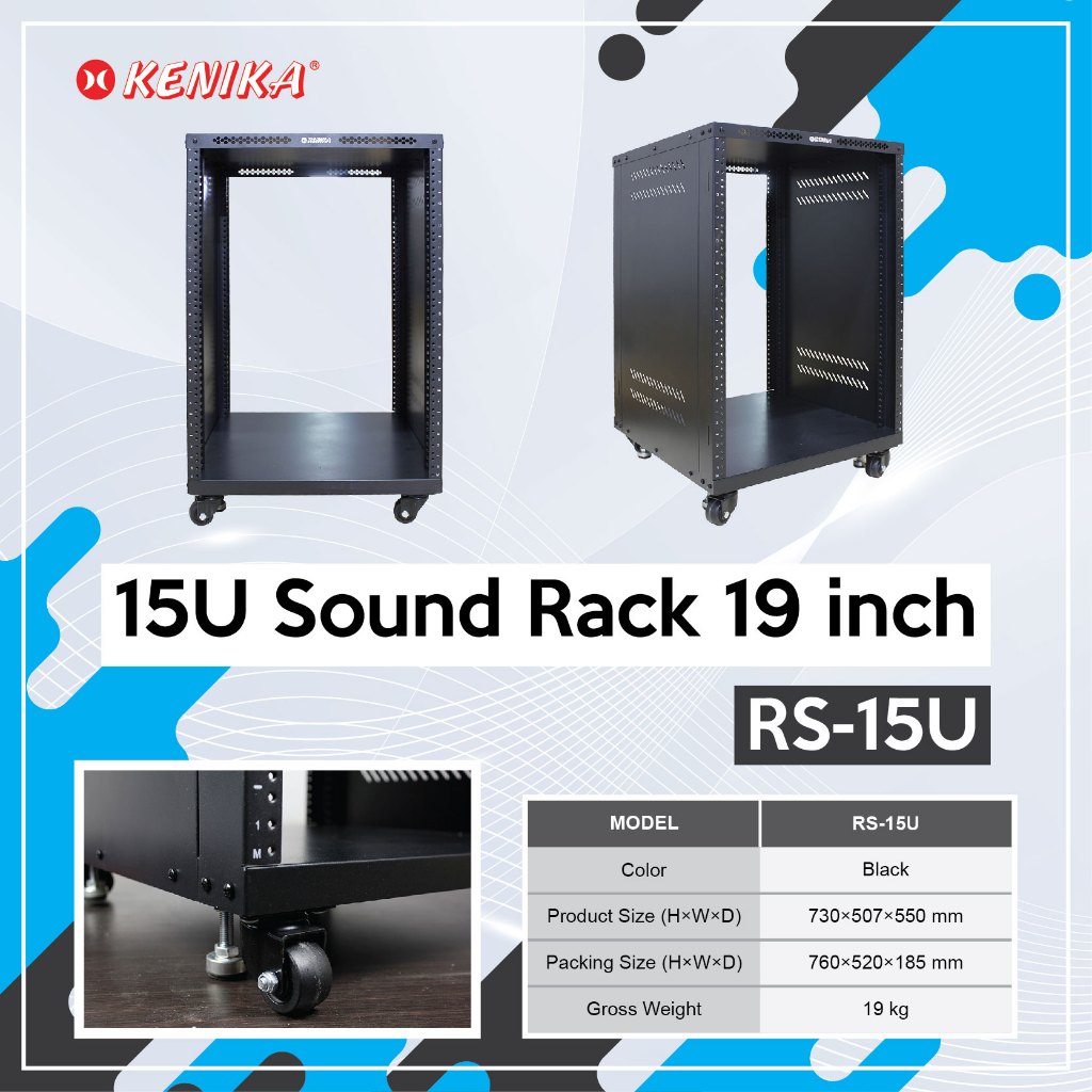 Jual KENIKA Sound Rack RS-15U Rack Audio 15U (H730 x W507 x D550 mm ...