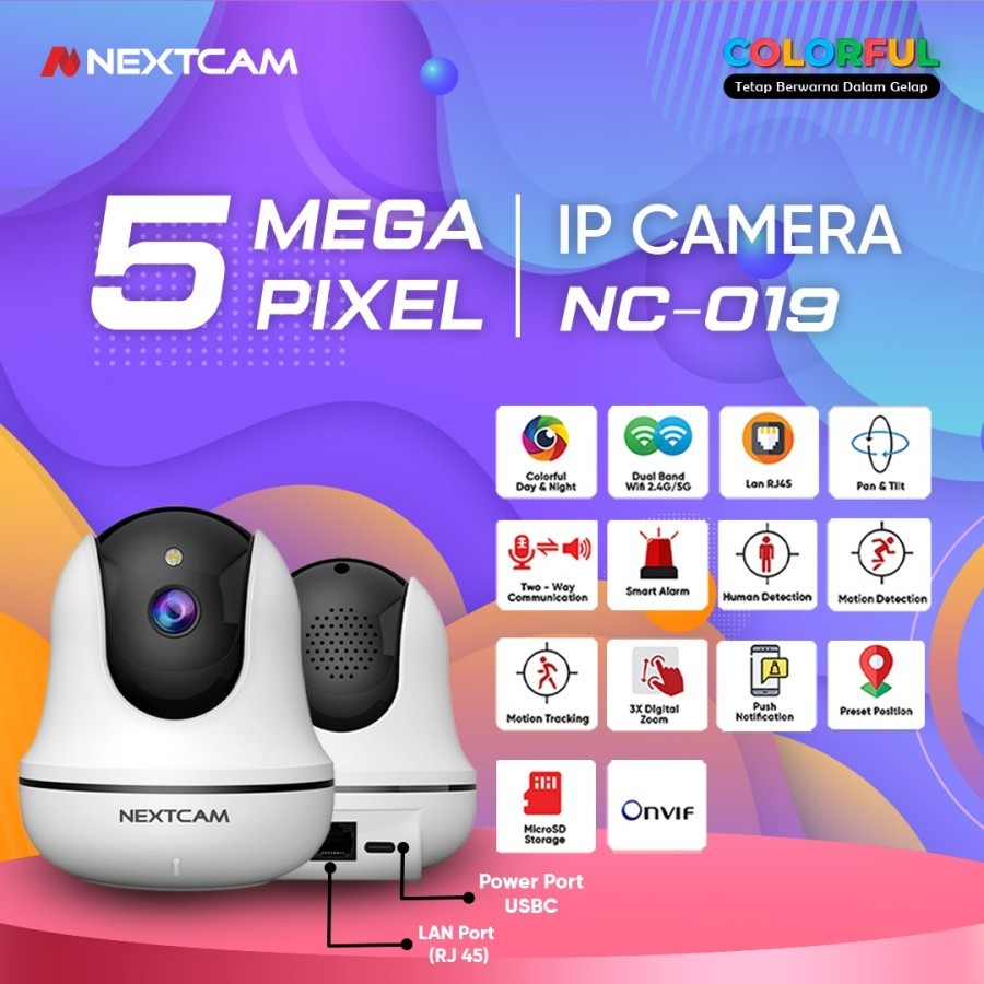 Jual NEXTCAM NC-019 Wireless CCTV 5MP Putar 360 Derajat | Suara Dua ...