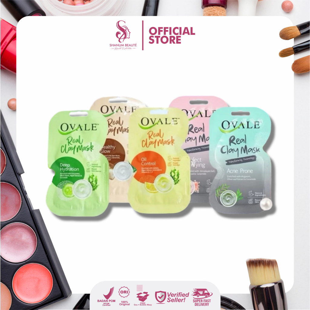Jual Ovale Real Clay Mask Facial Sachet perawatan masker vitamin muka ...