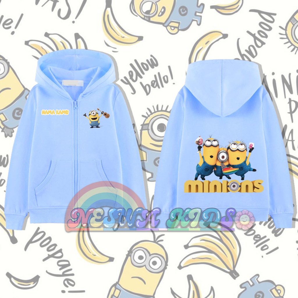 Jual Jaket Resleting / Jaket Zipper Anak Gambar Minions Free Custom ...