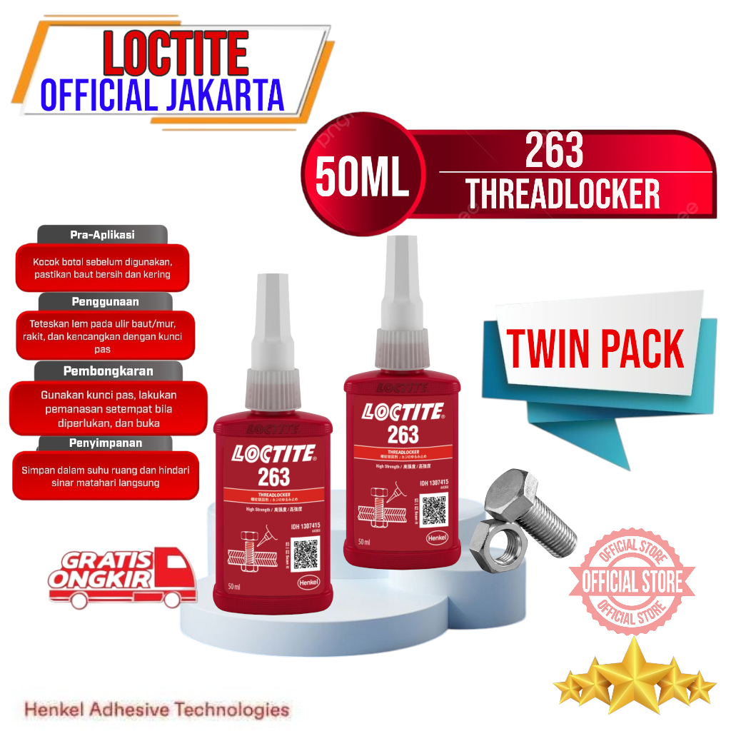 Jual LEM 263 Threadlocker Lem Baut 50 ml Lem Baut 263 50ml Lem Serbaguna 263 50ml Twin Pack ...