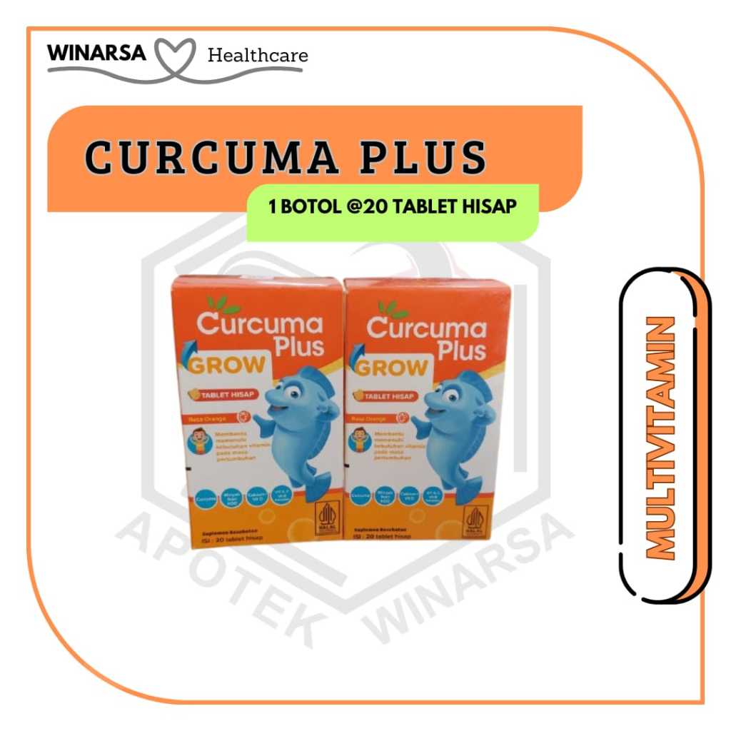 Jual CURCUMA PLUS GROW TABLET HISAP RASA JERUK 20 TABLET MULTIVITAMIN ...