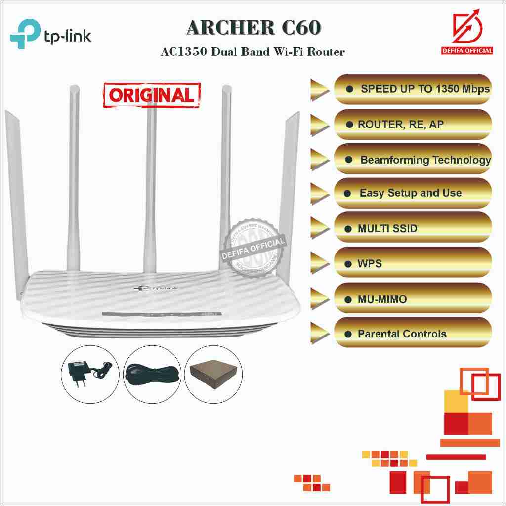 Jual TP-LINK Archer C60 AC1350 Router Dual Band Wi-Fi Wireless | Shopee ...