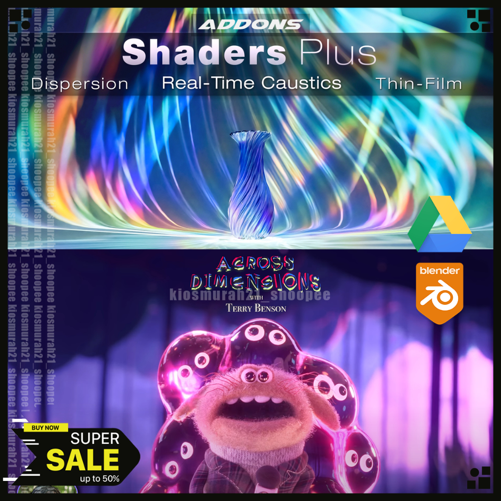 Jual Shaders Plus - Caustics, Thin Film, Dispersion For Cycles & Eevee (V4) 3D Blender addons ...