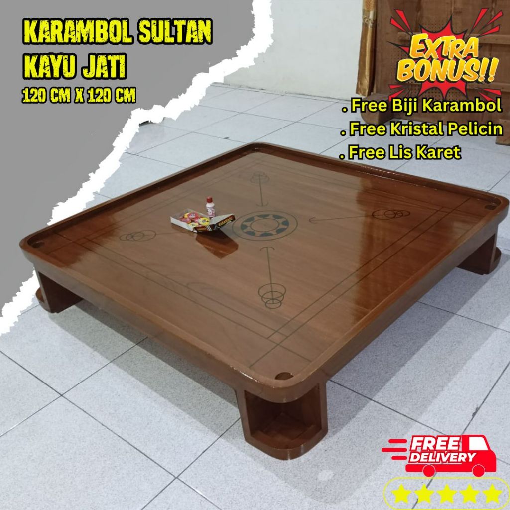 Jual Papan Meja Karambol Kayu Jati Premium Lengkap 1 Set Komplit Ukuran Besar 120x120 - JT120.1 ...