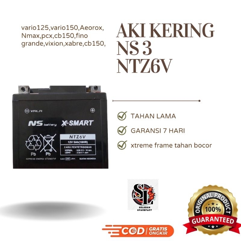 Jual Aki Kering NS accu motor NTZ6V12v5ah Accessories Motorcycle NMax ...