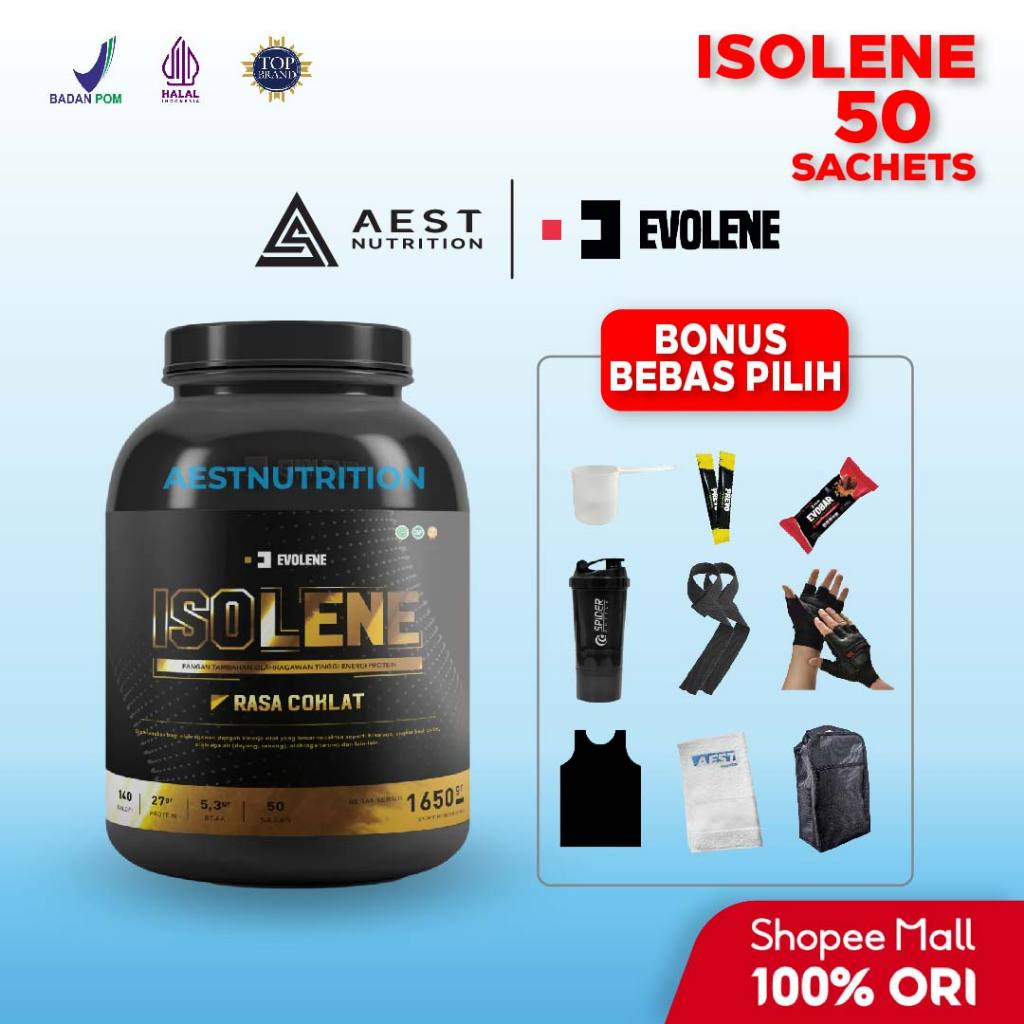 Jual Evolene Isolene 50 sachet Whey Protein Isolate Suplemen Fitness ...