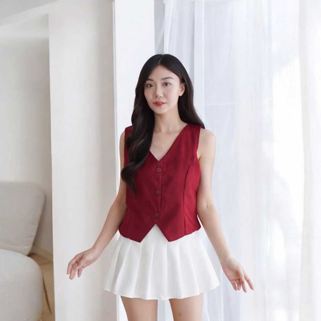 Jual Rompi Kerah V-Neck Outer Premium Fashion Korean Style | Shopee ...