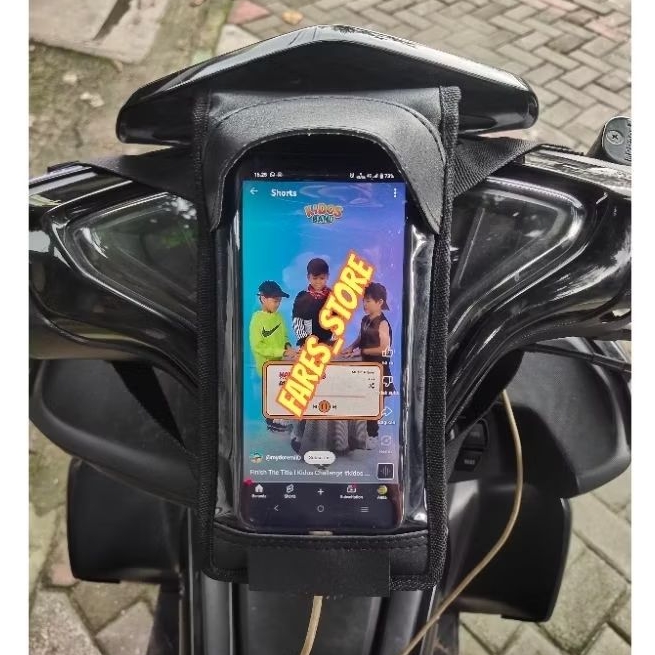 Jual Holder Hp Motor Waterproof Ada Lubang Cas Bahan Kulit Sintetis Anti Air Support Touch ...