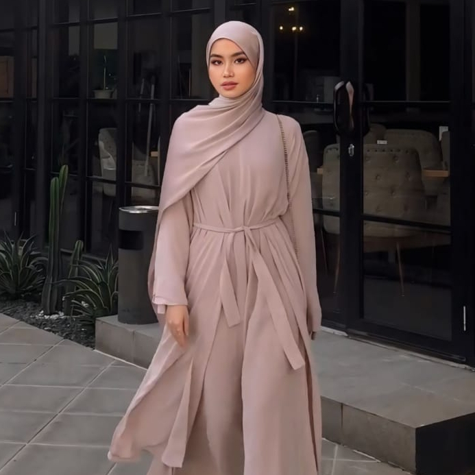 Jual (2) HER ABAYA READY STOCK (Dress full furing + Outer + Belt ...