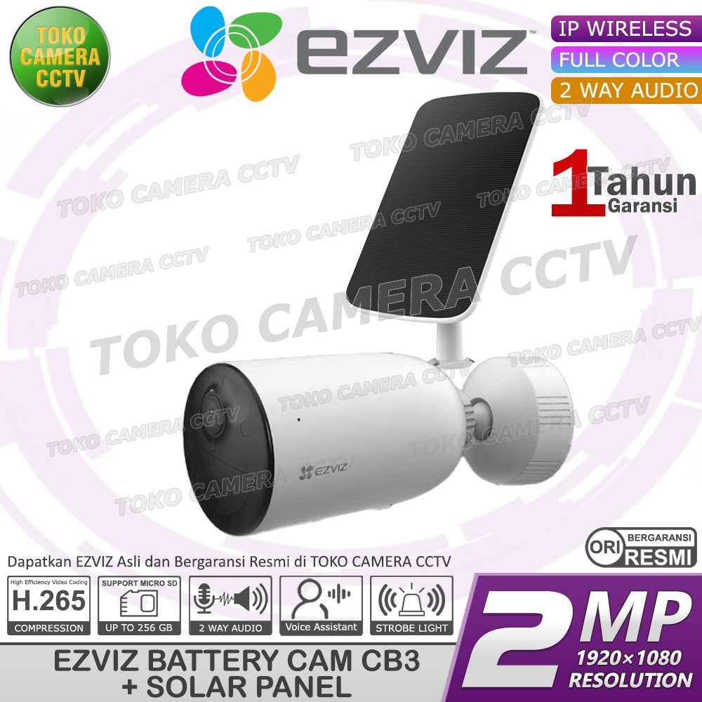 Jual CCTV WIFI BATERAI STROBO EZVIZ CB3 2MP SOLAR PANEL KAMERA CCTV ...