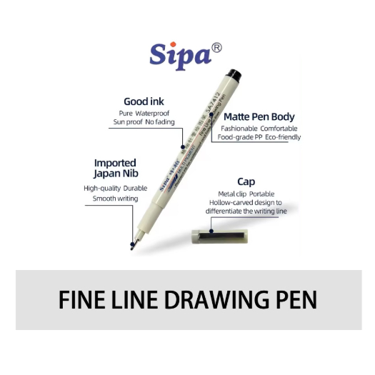 Jual Drawing Pen Fine Line SIPA Tinta Hitam Tahan Air Harga Satuan ...