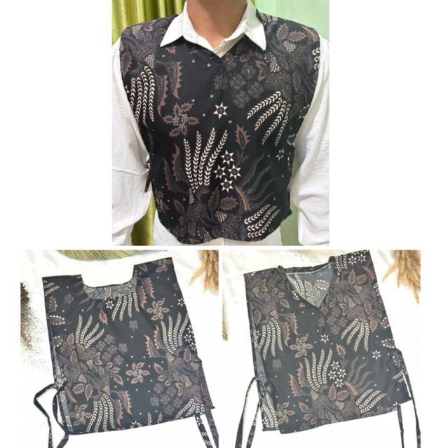 Jual Vest batik leher V&O,vest pria&wanita, rompi batik, vest batik ...