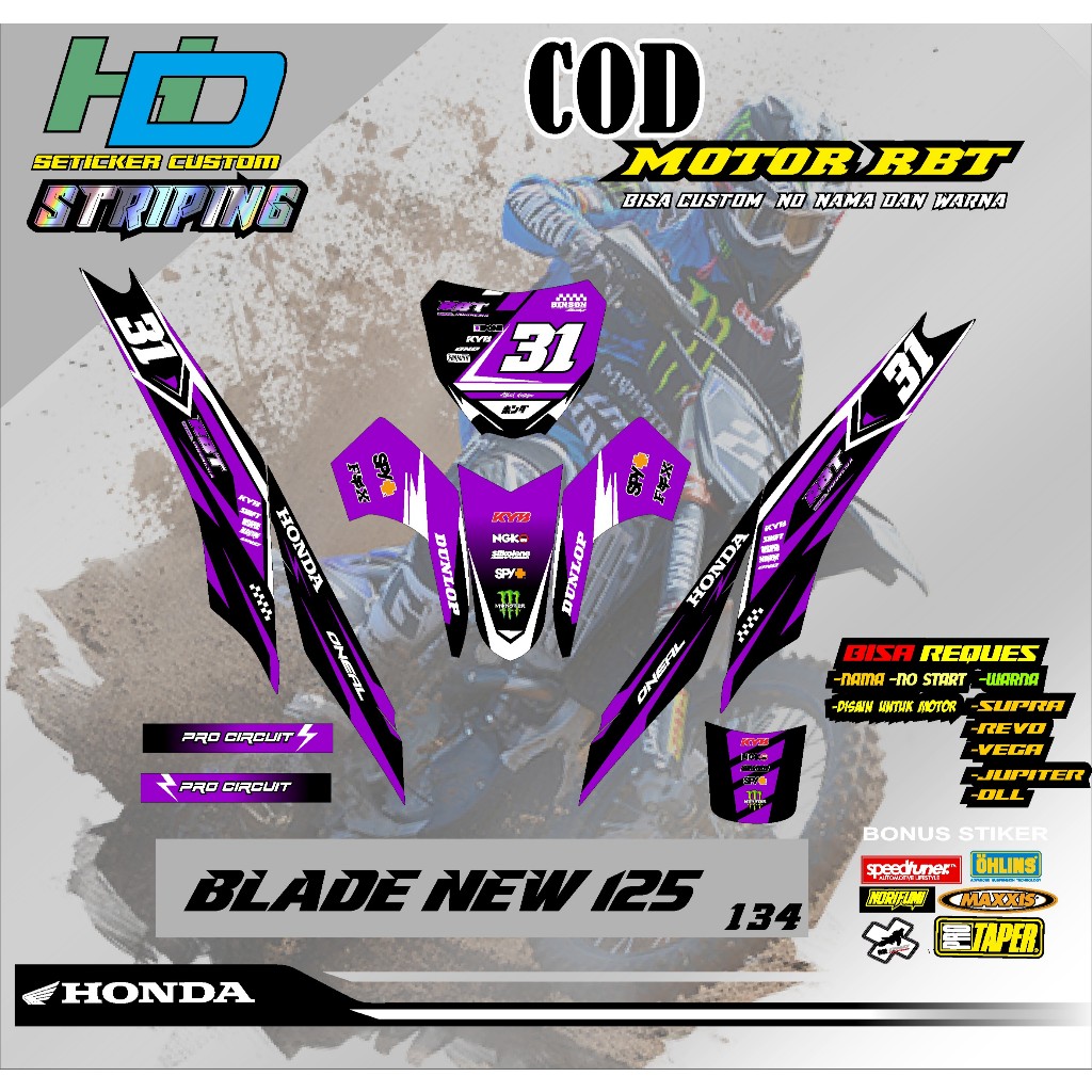 Jual Sticker Striping RBT MOTOR BLADE NEW 125 Motor Desain bebek modif ...