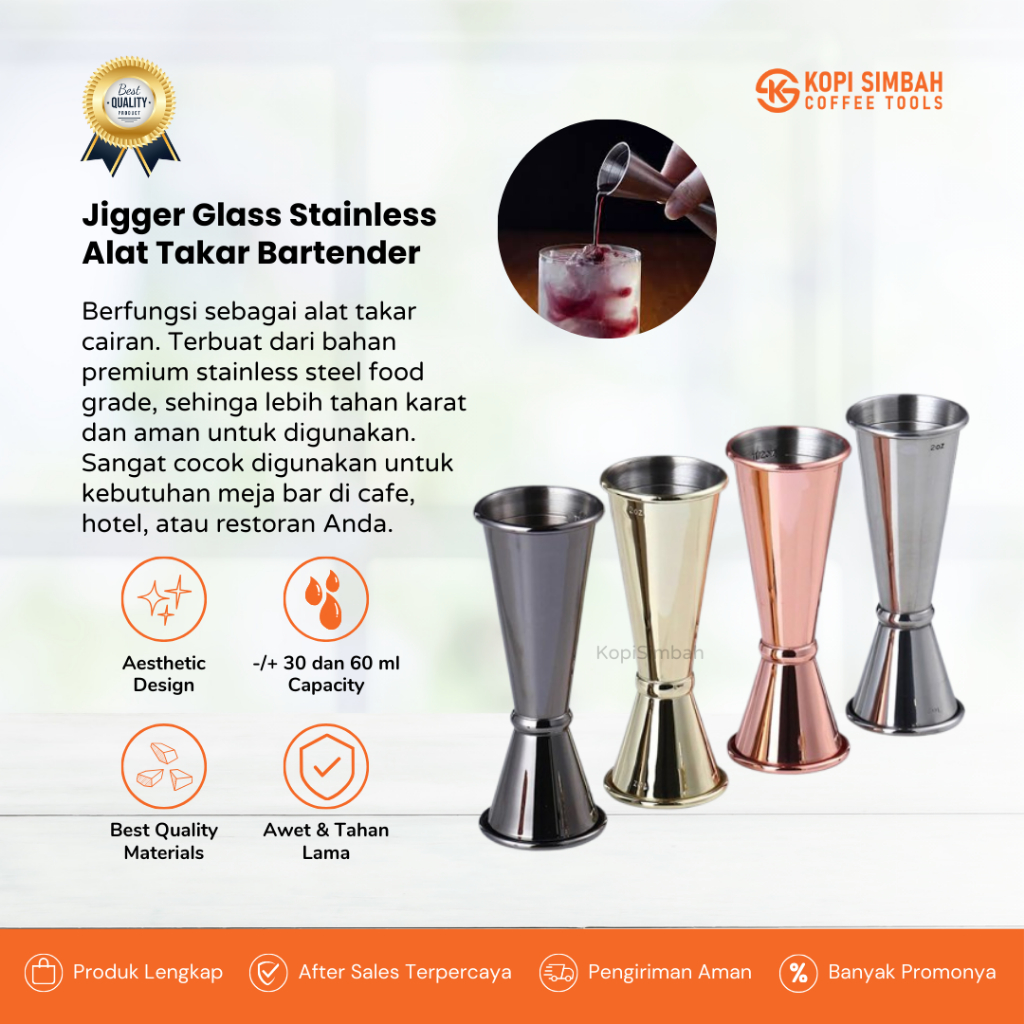 Jual Premium Jigger Glass 30/60 ml Alat Takar Bartender Gelas Takar ...