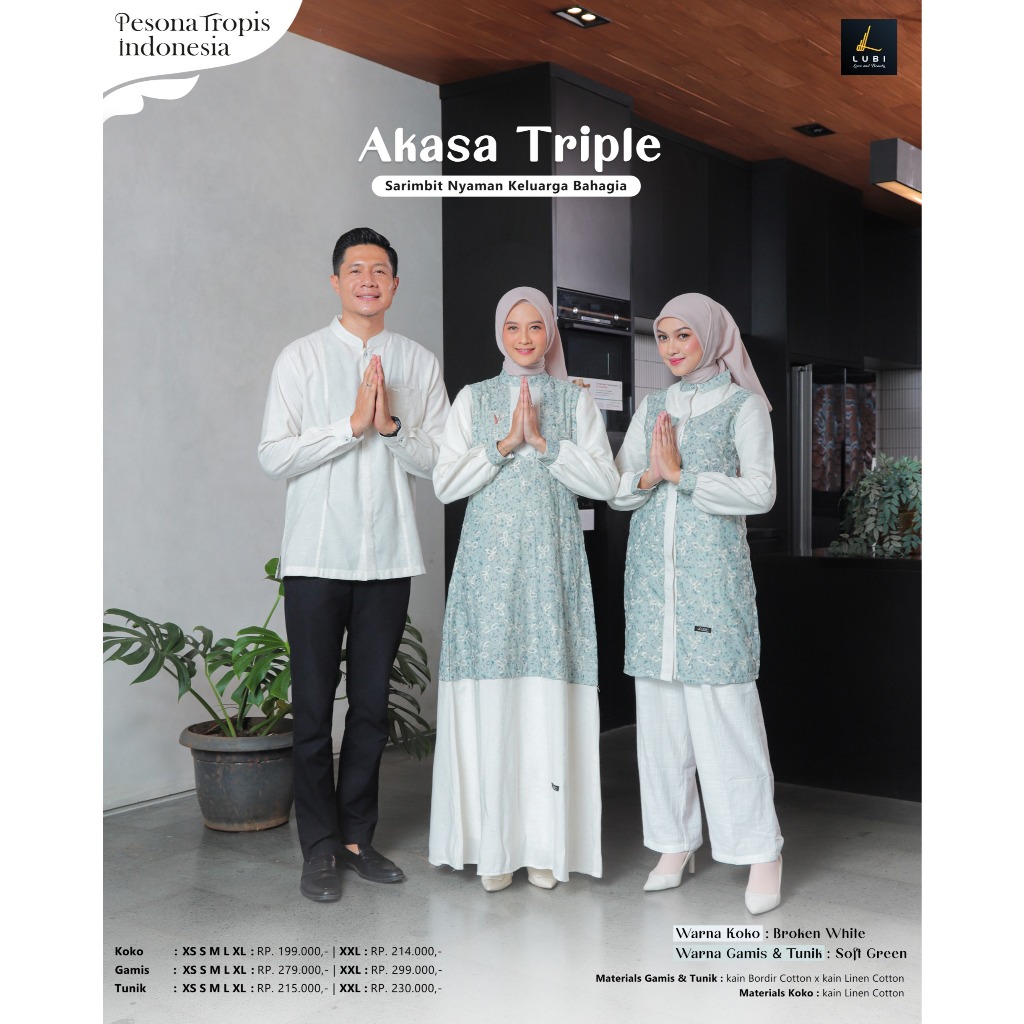 Jual Baju Couple Pasangan Lebaran 2025 Terbaru Lubi AKASA TRIPLE SOFT ...