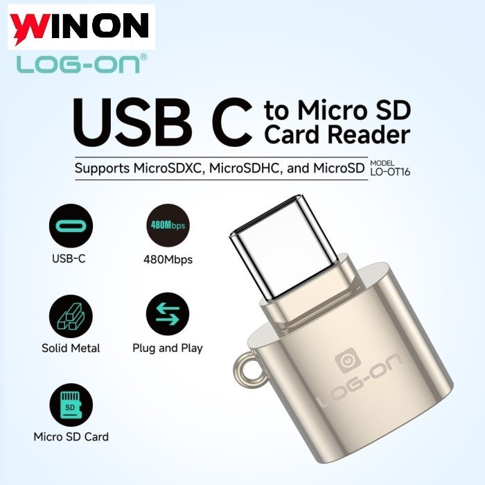 Jual Card Reader Log-On Type C To MicroSD Card | Shopee Indonesia