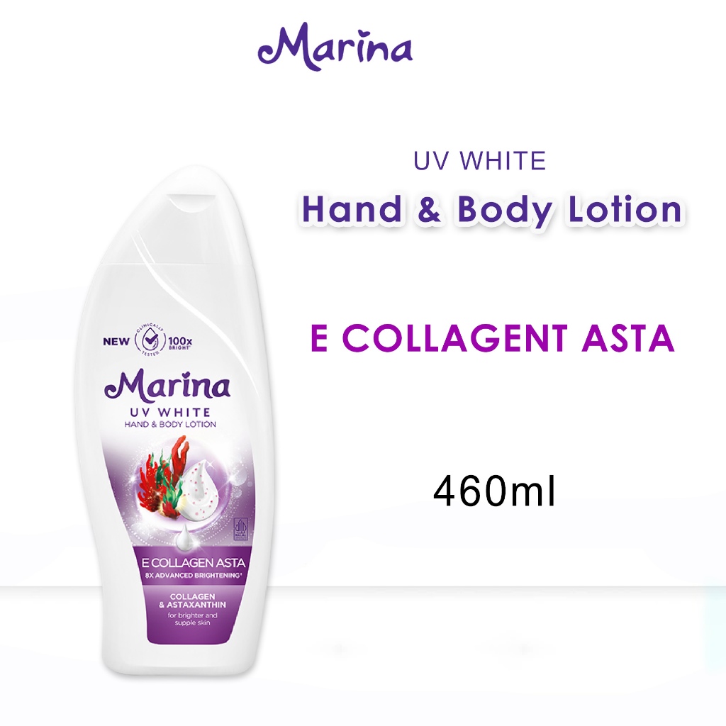 Jual Marina UV White Hand And Body Lotion E Collagen Asta 460ml - Kulit Tampak Lebih Carah ...
