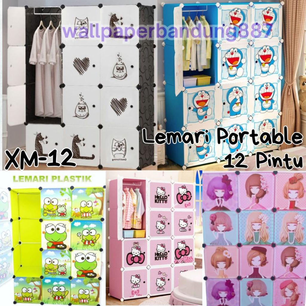 Jual Lemari Portable XM-12 Pintu Lemari Baju Motif Karakter Varian ...