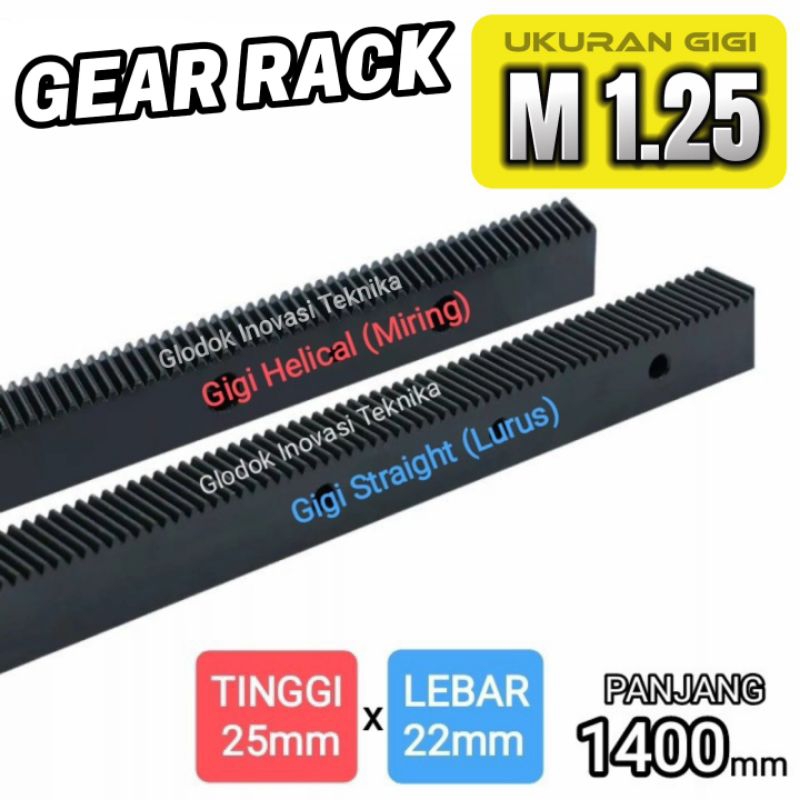 Jual batang rel guide helical M 1.25 M1.25 straight gear rack gigi ...