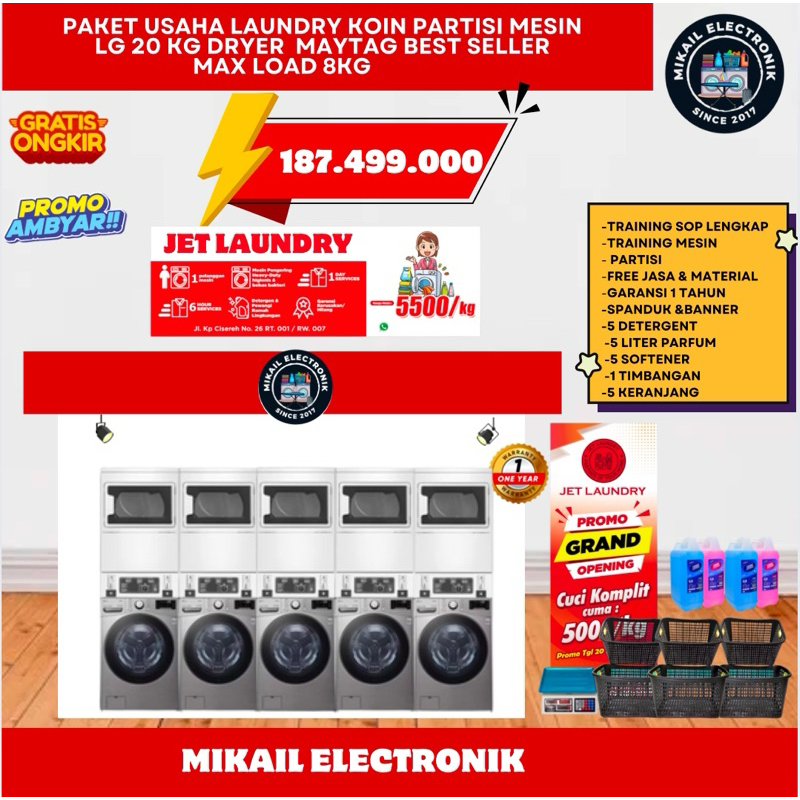 Jual PAKET LAUNDRY KOIN PARTISI MESIN CUCI 20KG DRYER MAYTAG LENGKAP ...