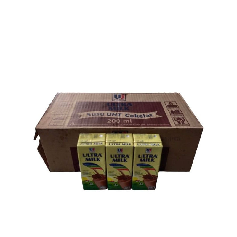 Jual Ultra Milk Susu UHT Rasa Cokelat 200ml 1 Dus Isi 24 Pcs | Shopee ...