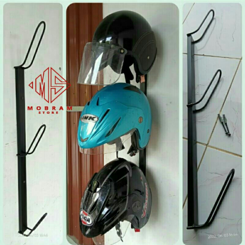 Jual RAK HELM VERTIKAL MINIMALIS/ GANTUNGAN HLEM HOLLO TEMPEL DINDING ...