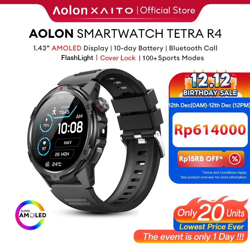 Jual Aolon Tetra R4 Smartwatch 1.43 Inch Amoled Screen AOD Always On ...