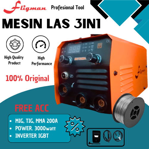 Jual Original Mesin Las Tig Mig & MMA 200A | Trafo Las Portable 3IN1 ...