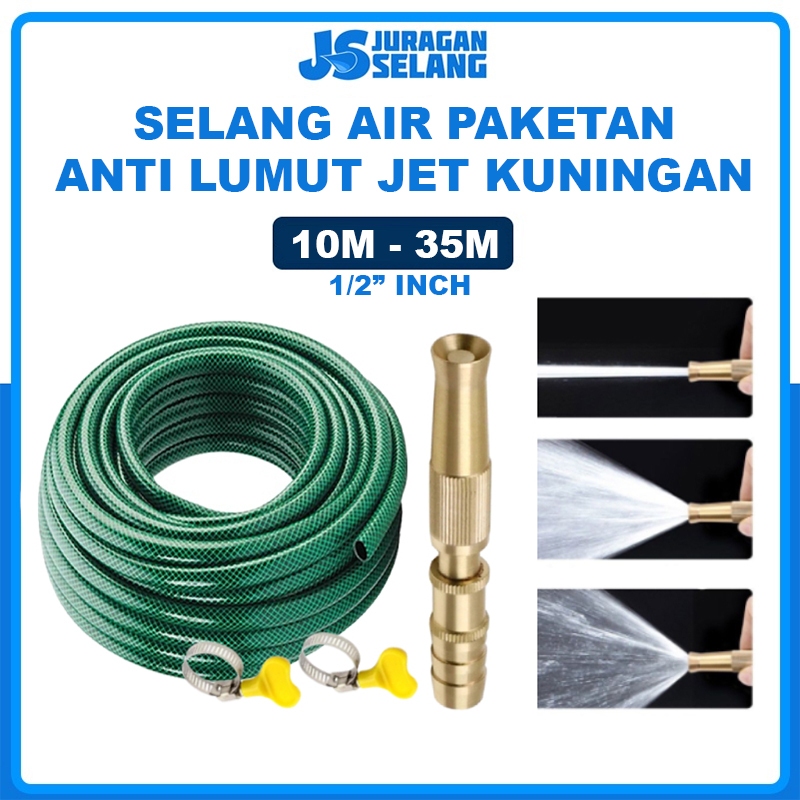 Jual JURAGAN Paket Selang Air Dan Semprotan Air 35 Meter Kuningan Selang Air Cuci Motor Mobil ...
