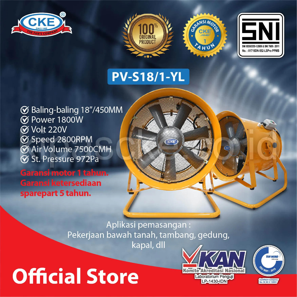 Jual CKE Portable Ventilator PV-S18/1-YL 18 Inch 220 Volt Blower Kipas ...