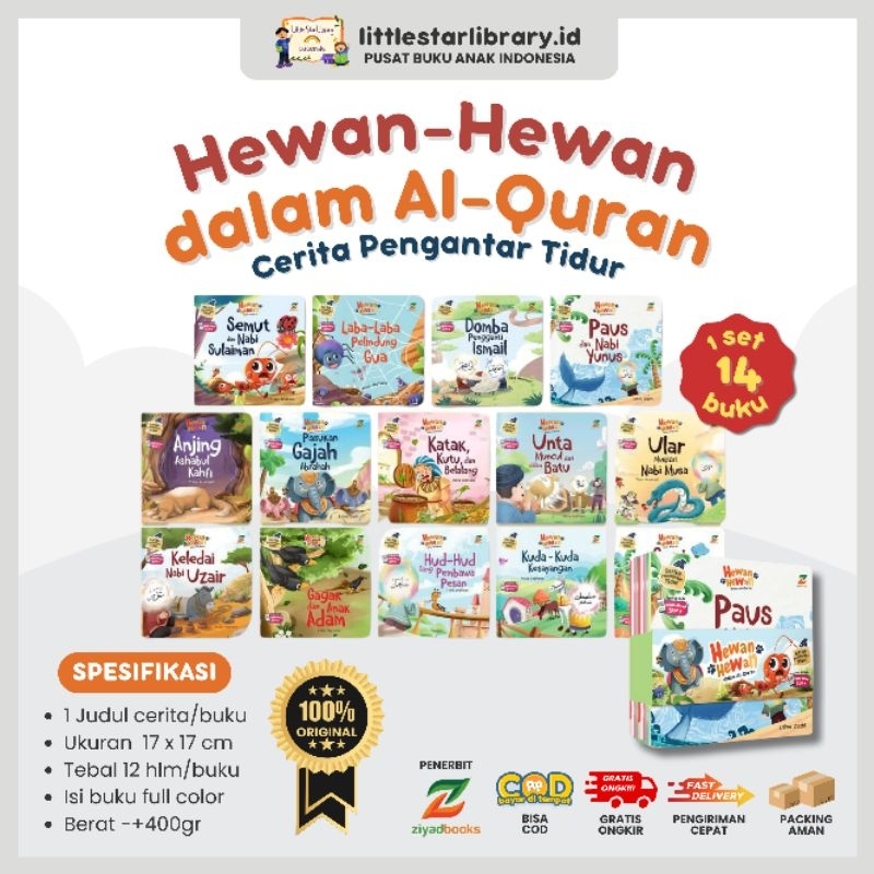 Jual bukuanaku.id x ziyad - Buku Anak Kisah hewan-hewan dalam Al-Quran 1 paket dapat 14 pcs buku ...