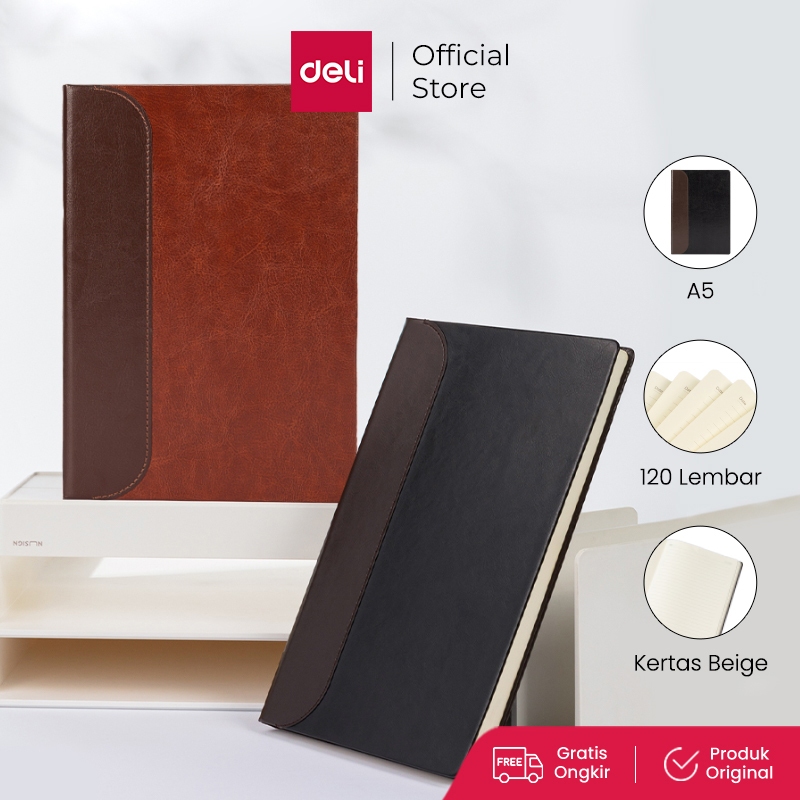 Jual Deli Buku Catatan Sampul Kulit Hard Cover / Leather Cover Notebook ...