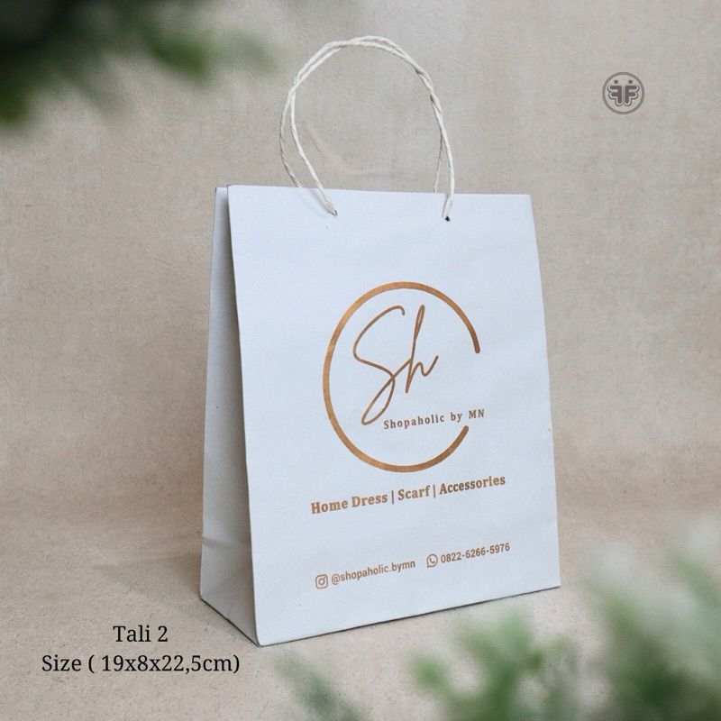 Jual PAPERBAG KRAFT PUTIH (tali 2 19x8x22,5cm) | Shopee Indonesia