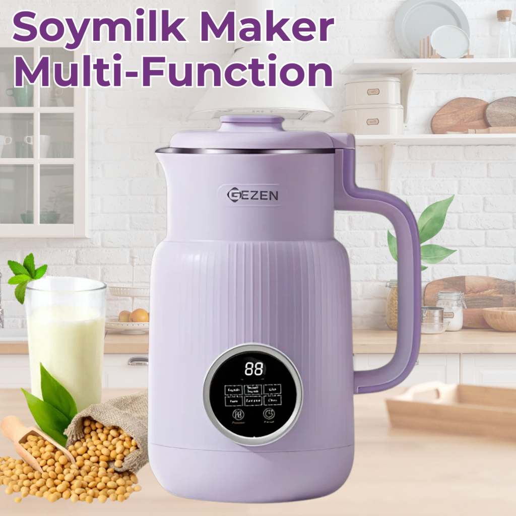 Jual Mesin Pembuat Susu Kacang GEZEN 600ml, 7 Mode Memasak, Pemanasan Cepat, Digital Soymilk ...