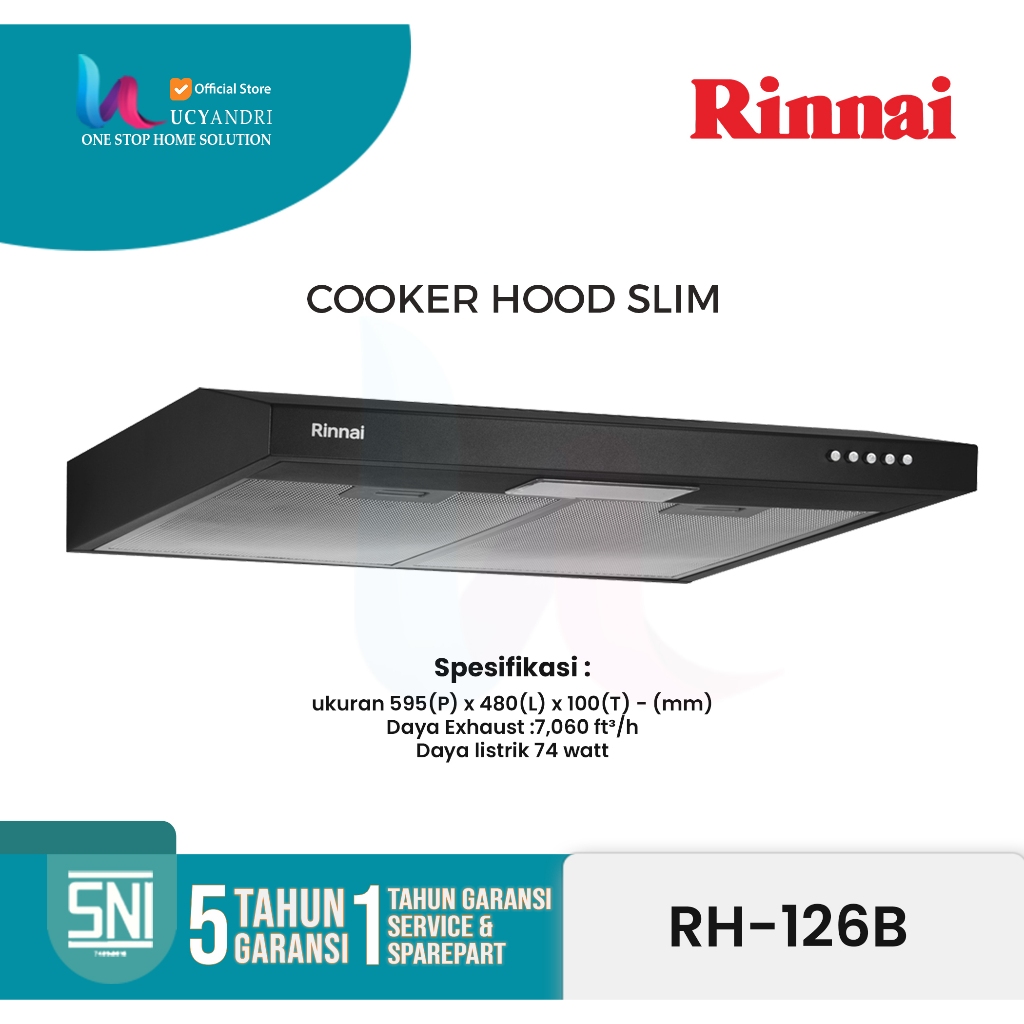 Jual Cooker Hood Rinnai RH-126B / RH126B Slim Hood Penghisap Asap ...