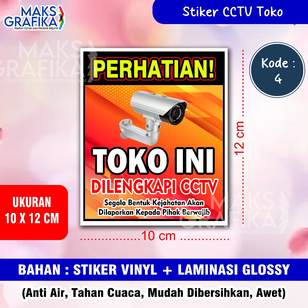 Jual STIKER CCTV TOKO + LAMINASI GLOSSY | Shopee Indonesia